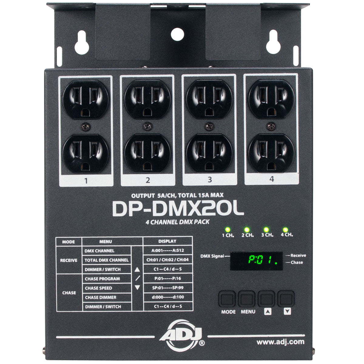 ADJ's DP-DMX20L - 4 Channel Universal DMX Dimmer Pack